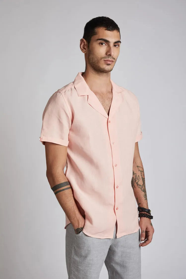 Peach Cuban Collar Arrow Shirt – B Label